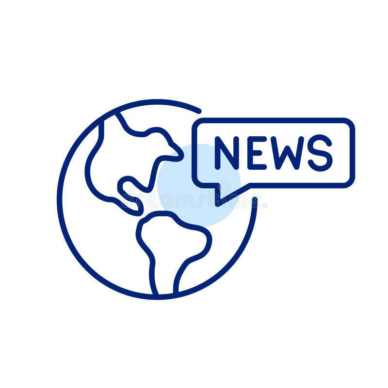World News Icon. Earth Globe and Message. Pixel Perfect, Editable ...