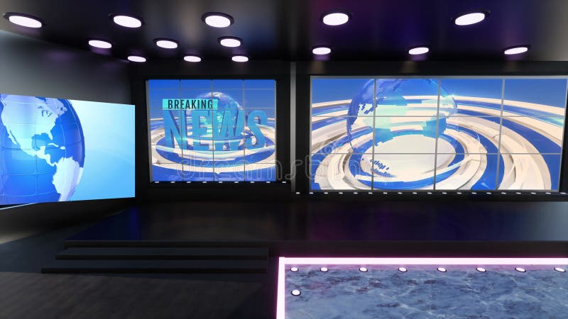 Global Earth Rotating Digital World Breaking News Studio Background ...