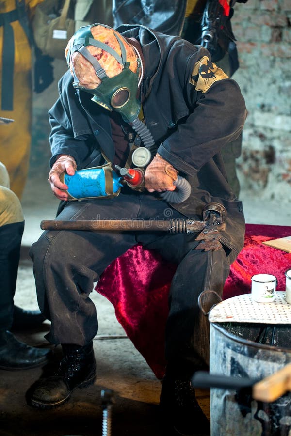 World after Nuclear War. Last Surviving Mutants in Gas Mask Stock Image ...