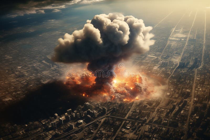 World Nuclear War with Using Atomic Bombs Which Exploded Over the Earth Surface Stock ...