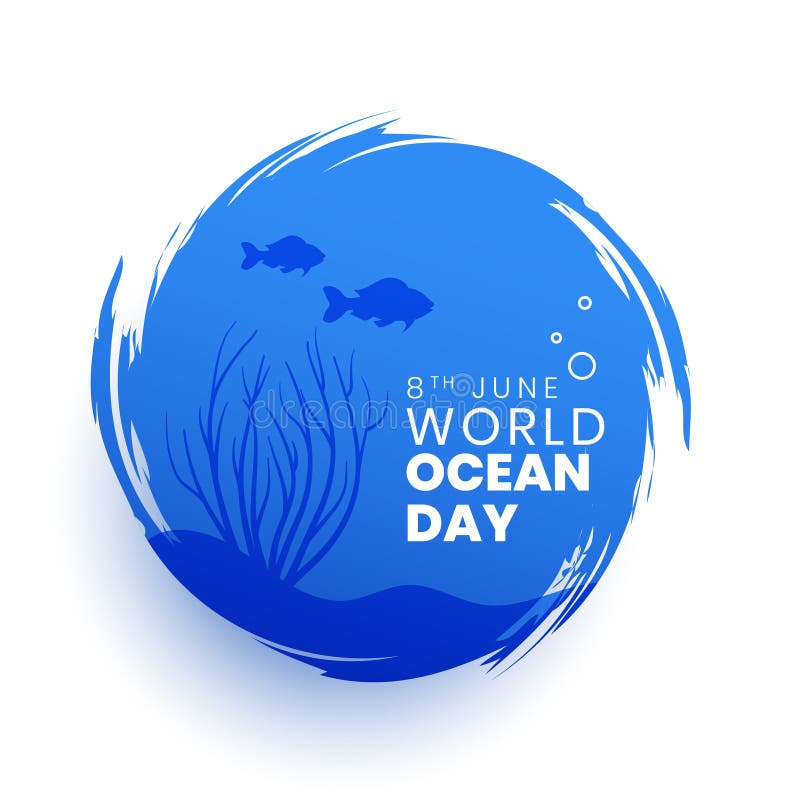 World Ocean Day Event Background with Blue Seascape and Aquatic Life ...