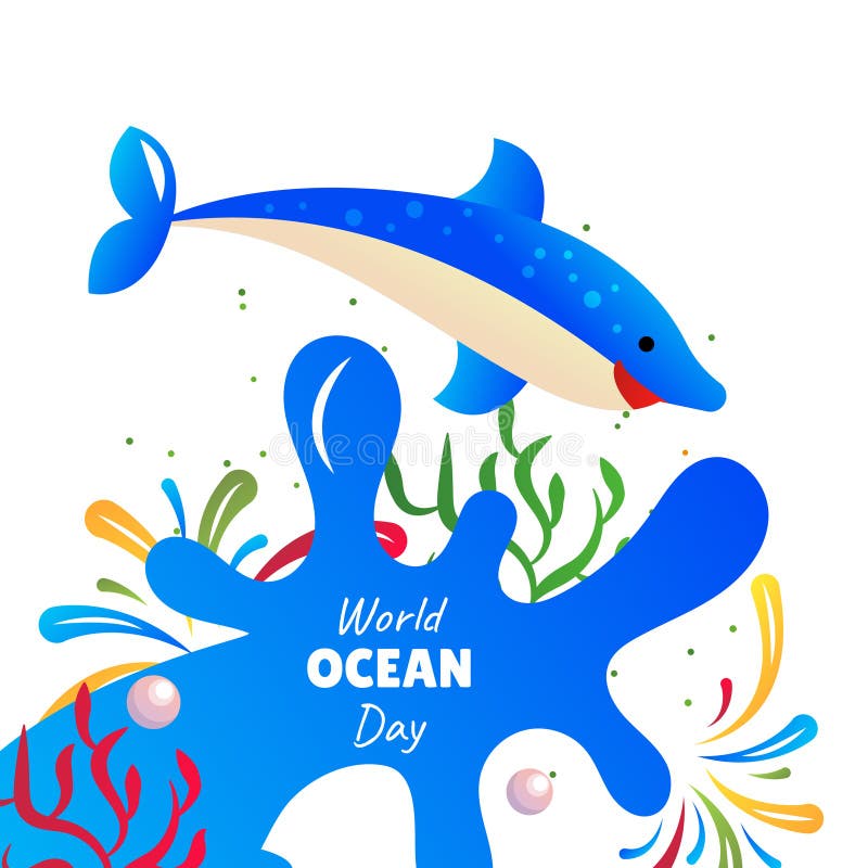 World Ocean Day Vector Cartoon Illustration Stock Illustration ...