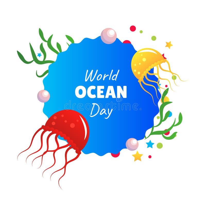 World Ocean Day Vector Cartoon Illustration Stock Illustration ...