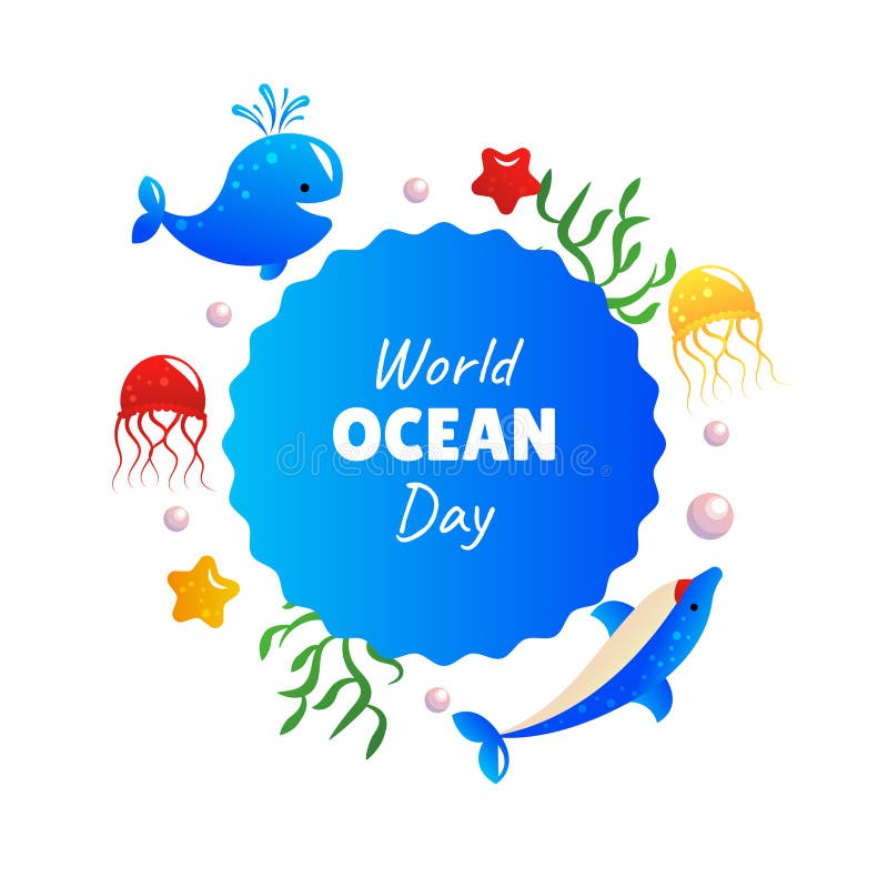 World Ocean Day Vector Cartoon Illustration Stock Illustration ...