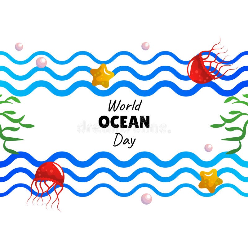World Ocean Day Vector Cartoon Illustration Stock Illustration ...
