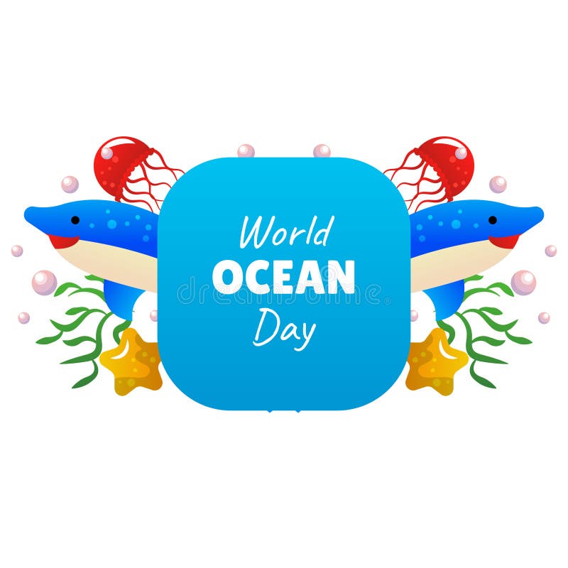 World Ocean Day Vector Cartoon Illustration Stock Illustration ...