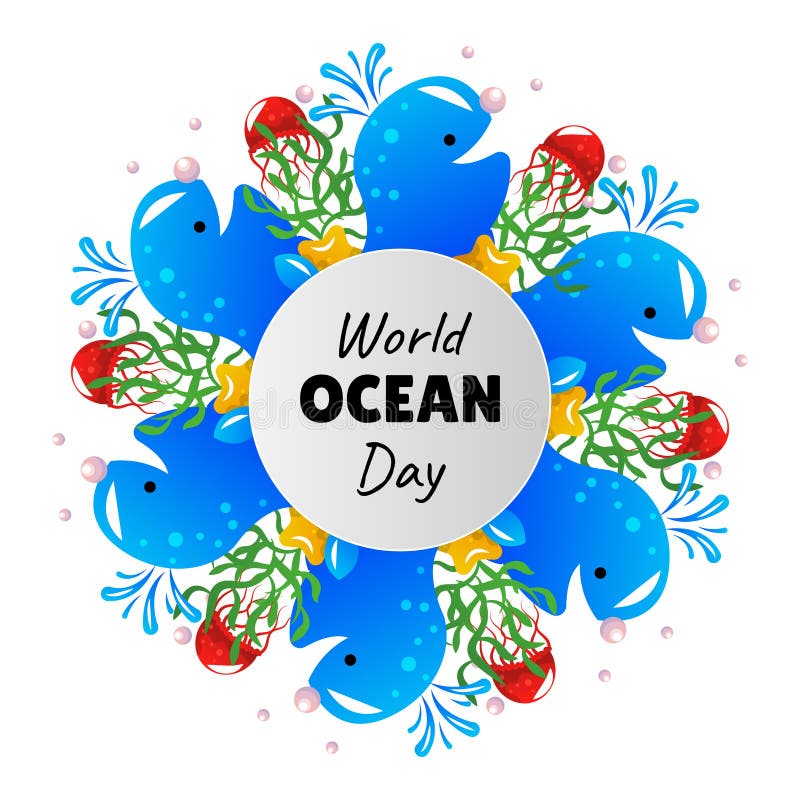 World Ocean Day Vector Cartoon Illustration Stock Illustration ...
