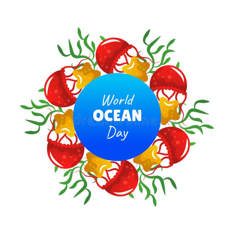 World Ocean Day Vector Cartoon Illustration Stock Illustration ...
