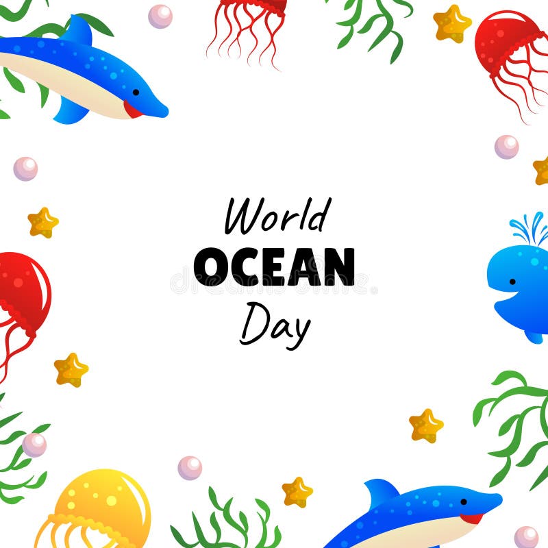 World Ocean Day Vector Cartoon Illustration Stock Illustration ...