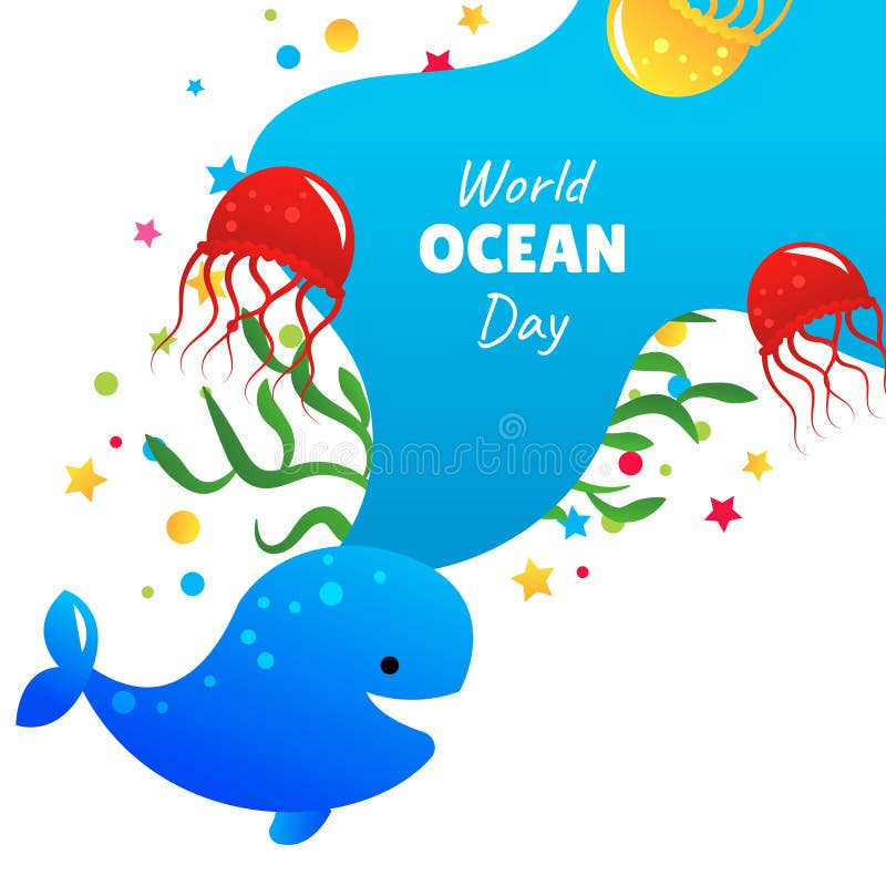 World Ocean Day Vector Cartoon Illustration Stock Illustration ...