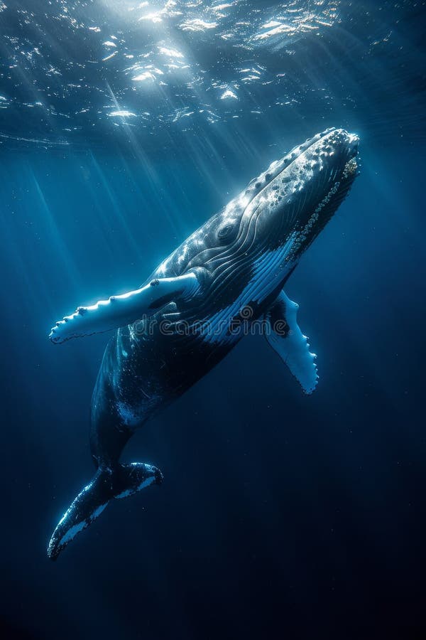World Oceans Day. a Floating Whale Underwater Stock Image - Image of ...