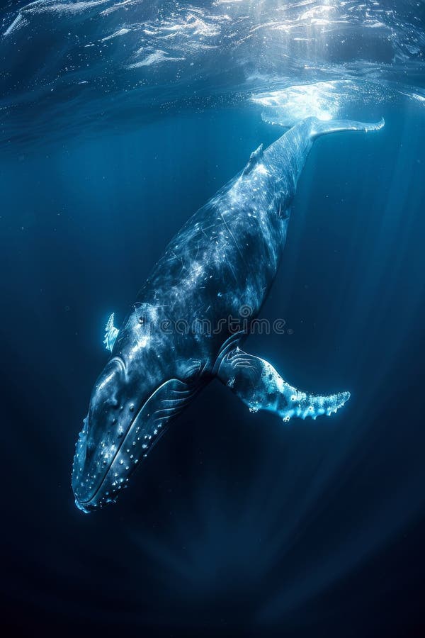 World Oceans Day. a Floating Whale Underwater Stock Photo - Image of ...