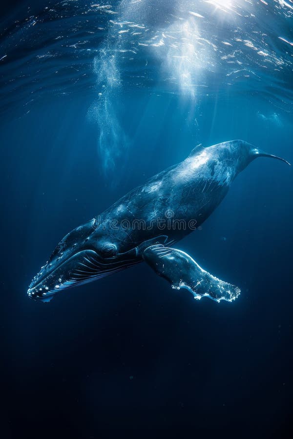 World Oceans Day. a Floating Whale Underwater Stock Photo - Image of ...