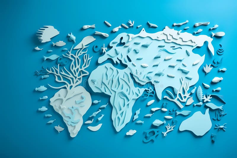 World Oceans Day an Illustration of a Map of the World with Ocean and ...