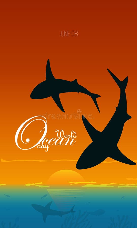 World Oceans Day. Sea Animals. Poster. Vector Illustration. - Vector ...