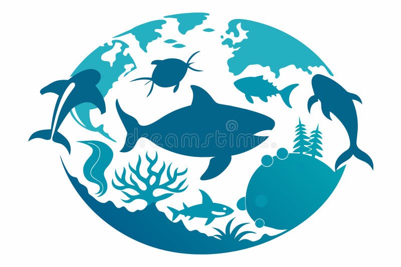 World Oceans Day Vector Design White Background Stock Vector