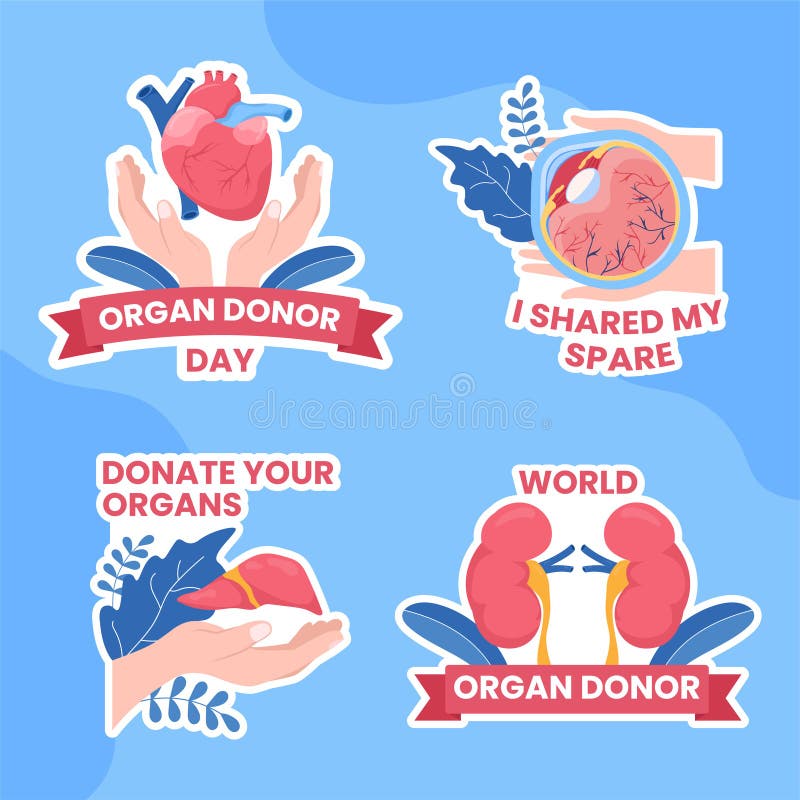 World Organ Donation Day Label Flat Cartoon Hand Drawn Background