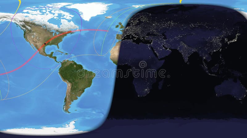 World with Overlaid Lines Highlighting the Path of a Solar Eclipse ...