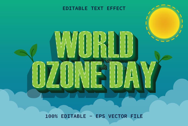World Ozone Day with Modern Style Editable Text Effect Stock Vector ...