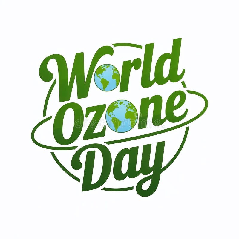World Ozone Day Script Logo with Orbit and Globe Motif Stock ...