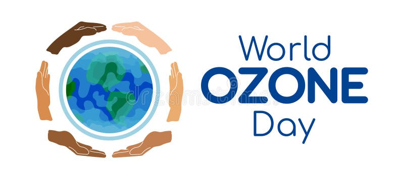 World Ozone Day Vector Illustration with Globe and Diversity Hands ...