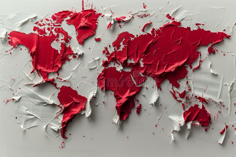 A World Painted Red: a Bold and Textured Canvas of Global Unity Stock ...