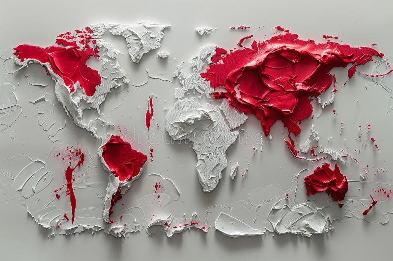 A World Painted Red: a Bold and Textured Canvas of Global Unity Stock ...