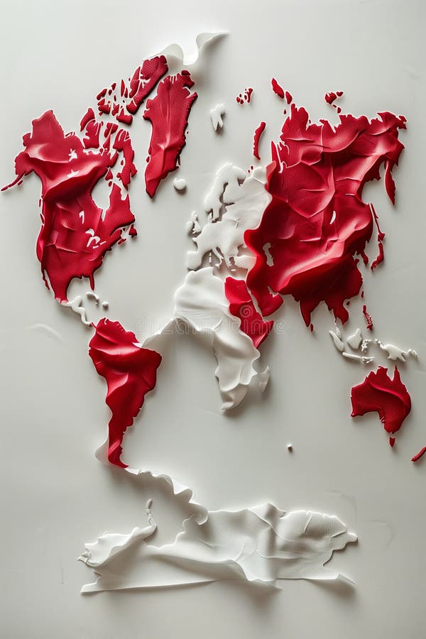 A World Painted Red: a Textured Canvas Map Stock Image - Image of ...