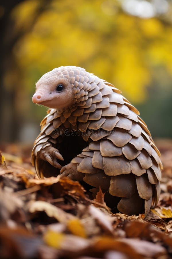 World Pangolin Day Pangolin in Autumnal Forest Setting Highlighting ...