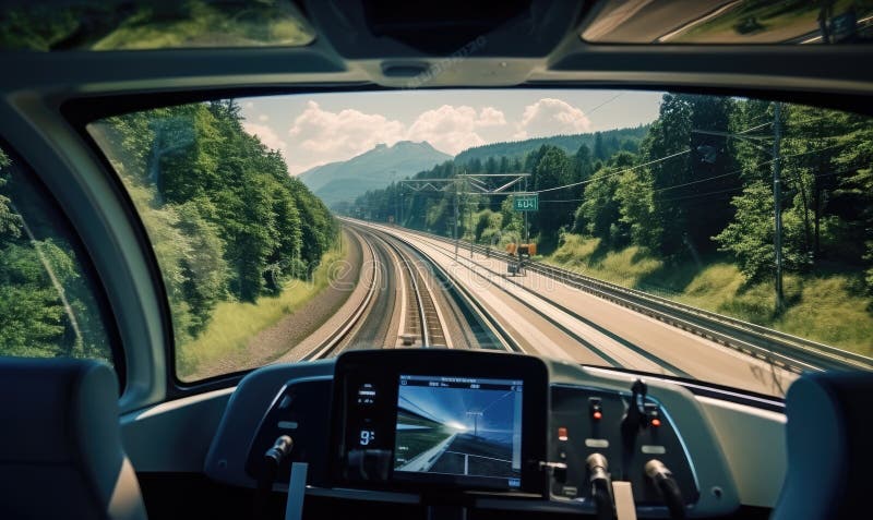 The World Passing by through the Eyes of the Express Train Driver Stock ...