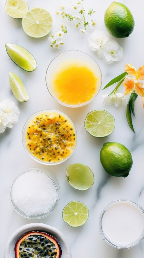 World Passion Fruit Martini Day Fresh Tropical Ingredients with Limes ...