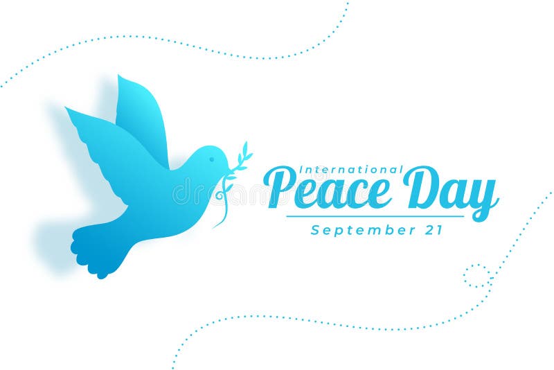 World Peace Day Banner with Isolated Dove and Leaf Design Vector ...