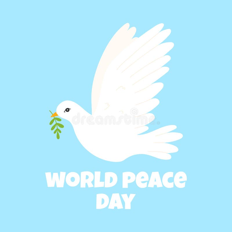 World Peace Day. Poster for Peace Day with Dove. Flying White Dove ...