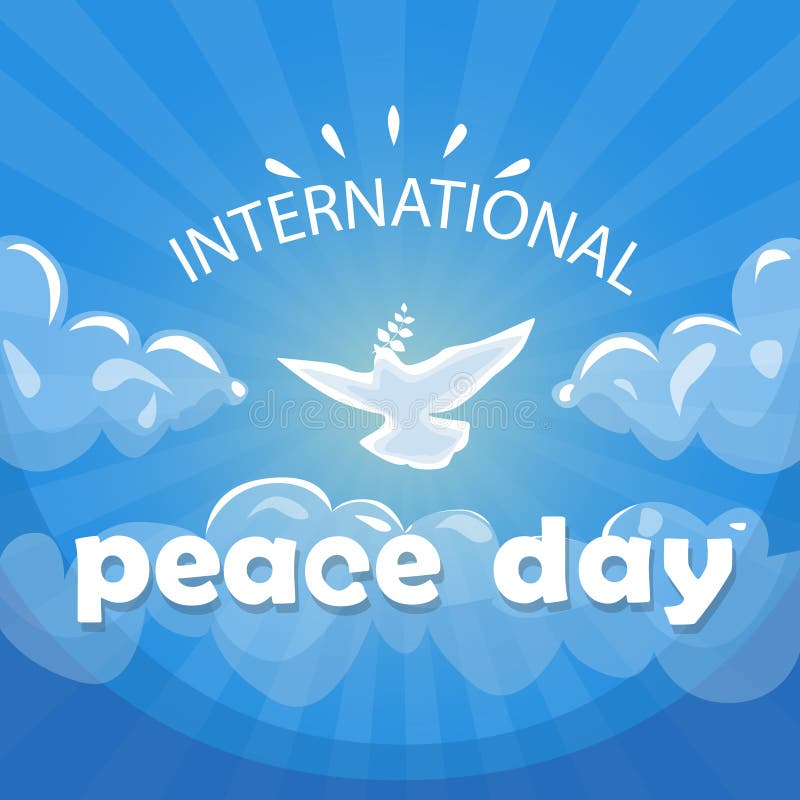 World Peace Day,White Dove Bird Fly In Sky Flat Stock Vector ...