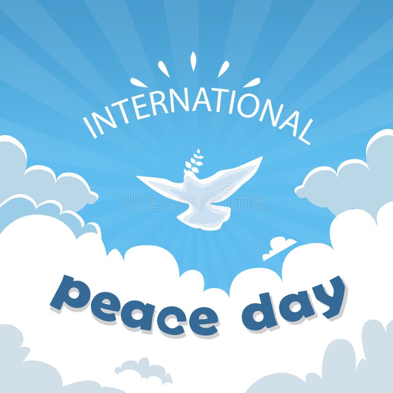 World Peace Day Poster White Dove Bird Fly in Sky Stock Vector ...