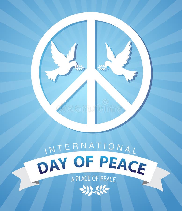World Peace Day,White Dove Bird Fly in Sky Flat Stock Vector ...