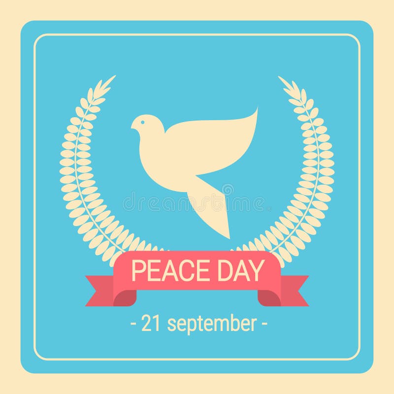 World Peace Day White Dove Bird Retro Poster Stock Vector ...