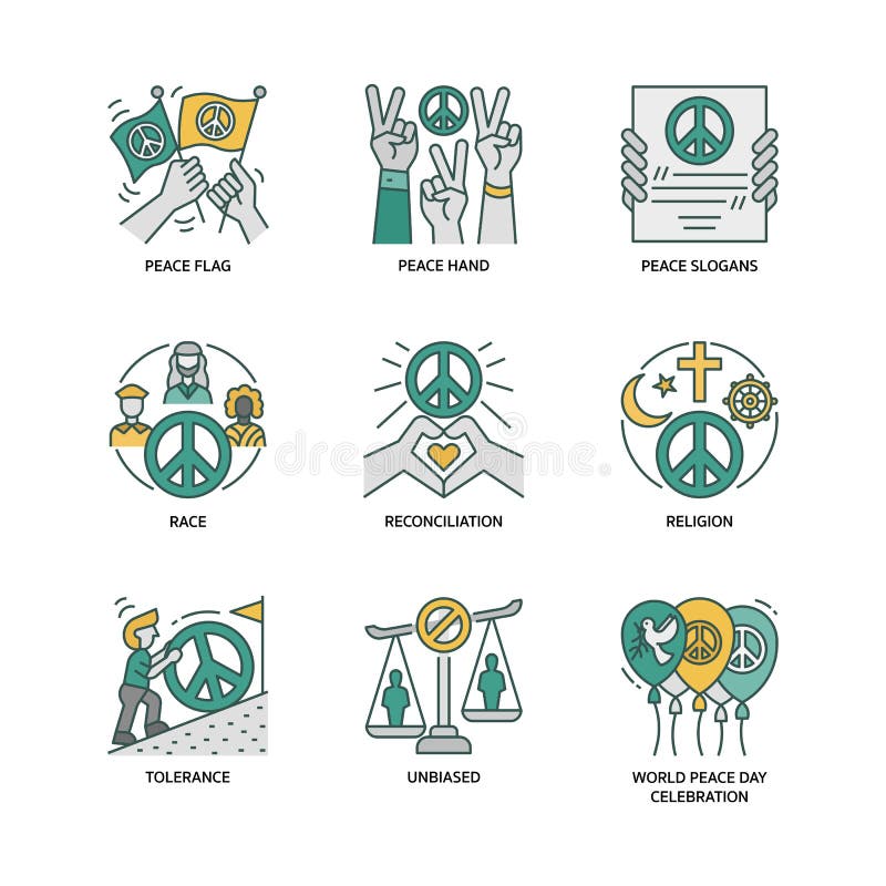 World Peace Icon Set stock vector. Illustration of diversity - 249996457