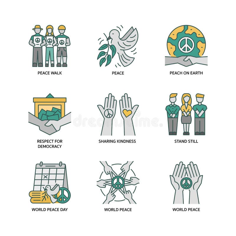 World Peace Icon Set stock vector. Illustration of moral - 249996458