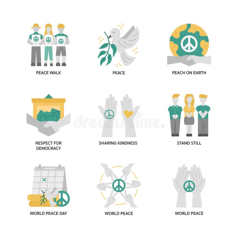 World Peace Icon Set stock vector. Illustration of liberty - 249996467