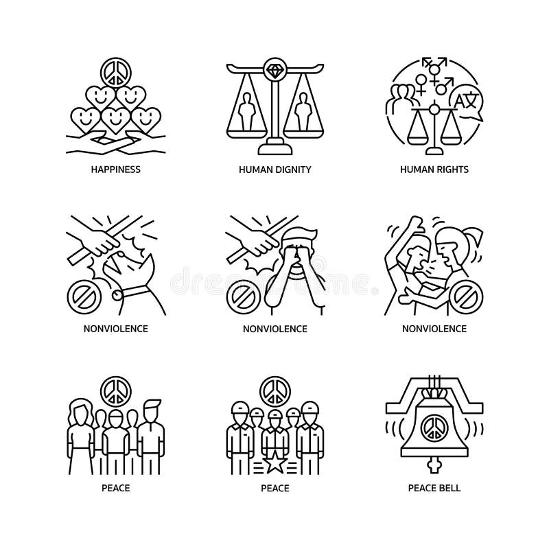 World Peace Icon Set stock vector. Illustration of people - 249996482