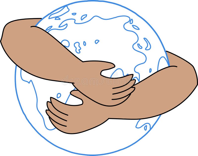 World Peace Illustration Planet Earth Hugging Hands Stock Vector ...