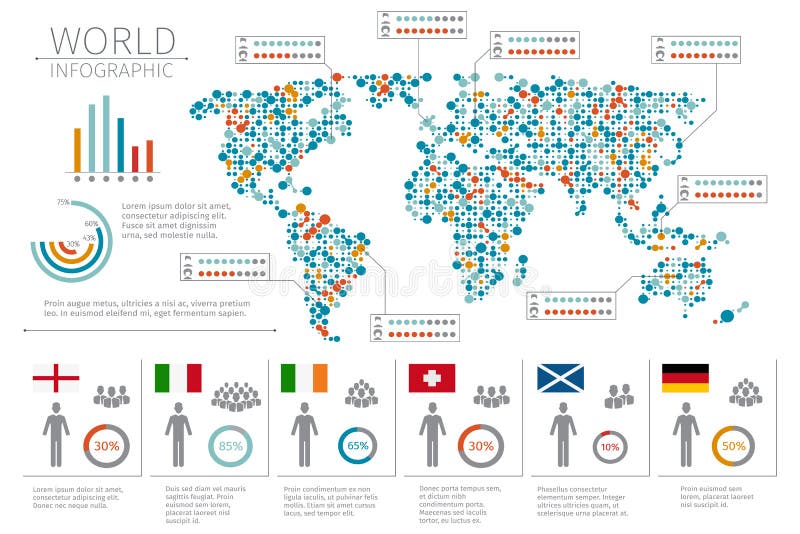 World People Infographics. Human Infographic on Map Vector Illustration ...