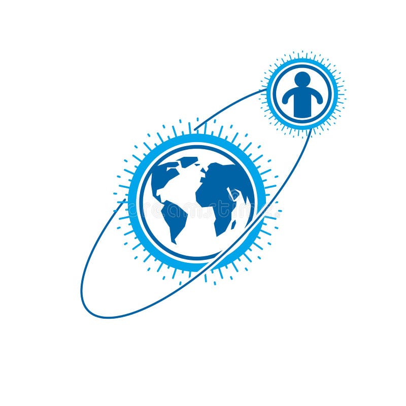 World and Person Creative Logo, Unique Vector Symbol Created Wit Stock ...