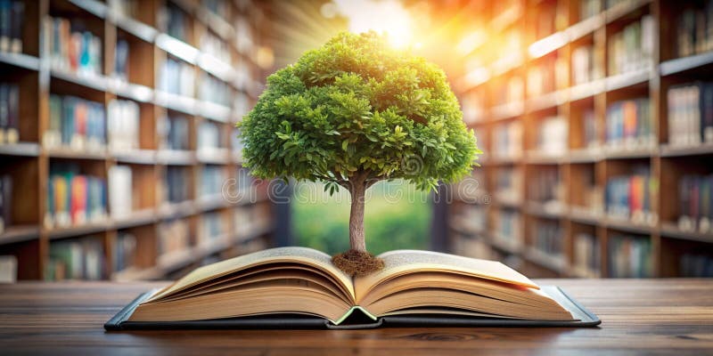 World Philosophy Day Concept a Tree of Knowledge Planted on an Opened ...