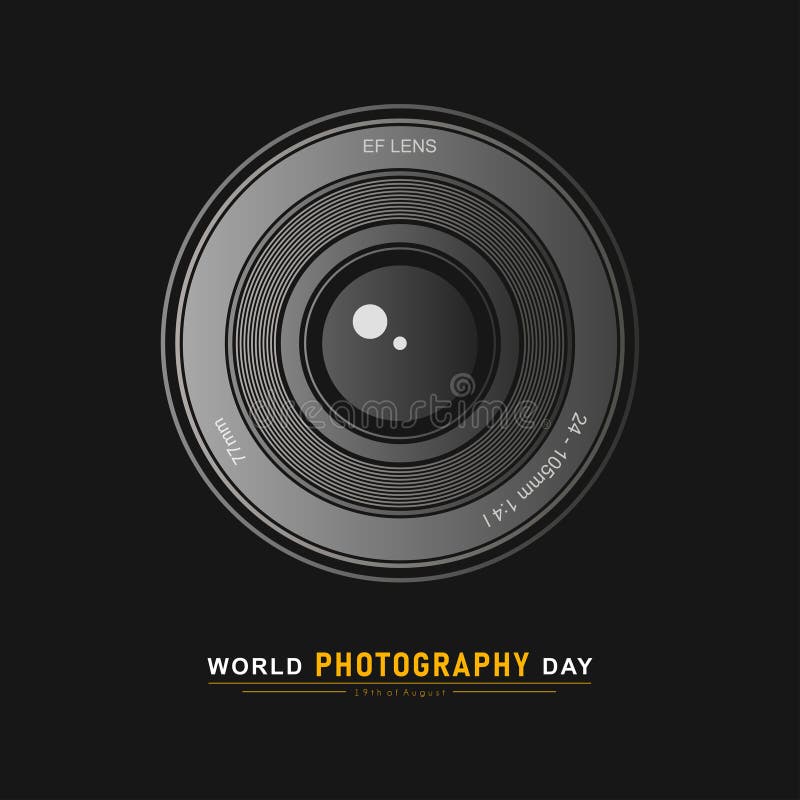World Photography Day, August 19th, Typography Design with Camera Stock ...