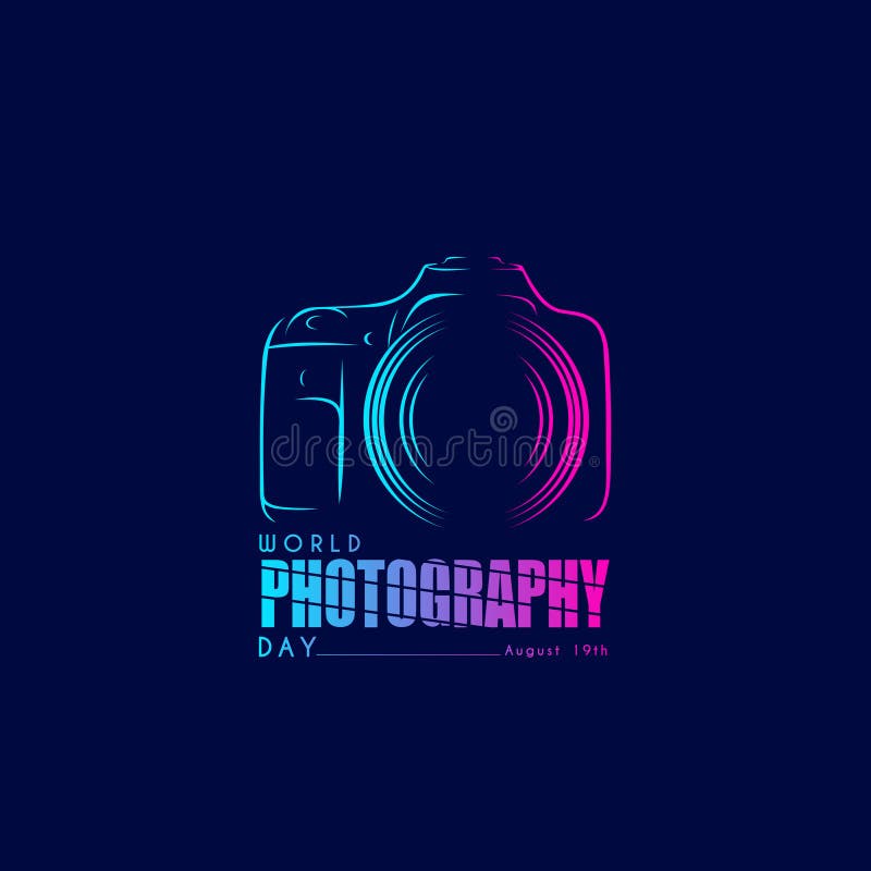 World Photography Day, August 19th, Typography Design with Camera Stock ...