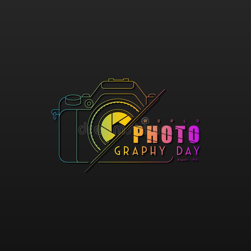 World Photography Day, August 19th, Typography Design with Camera Stock ...