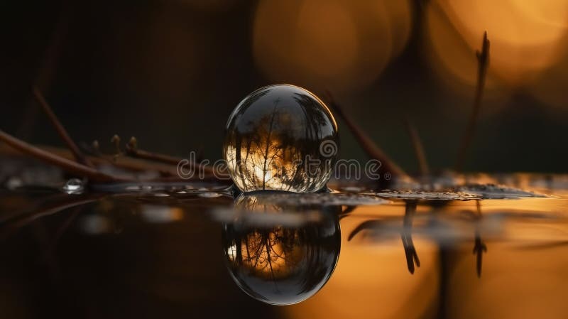 World Photography Day, Forest Reflection in Dewdrop on Green Leaf. AI ...