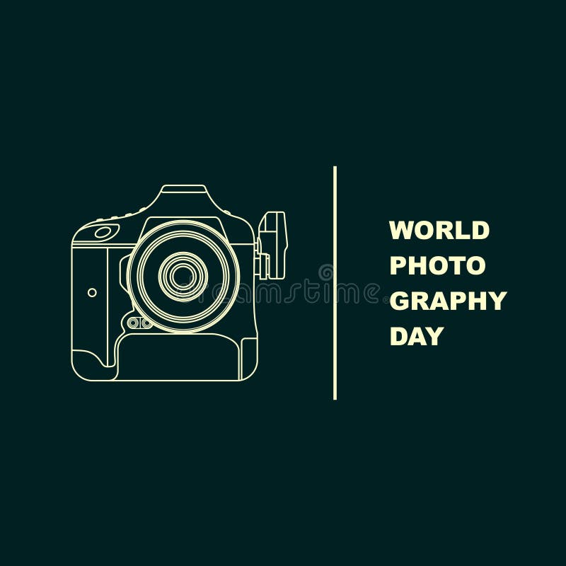 World Photography Day with Outline Camera Vector Illustration Stock ...